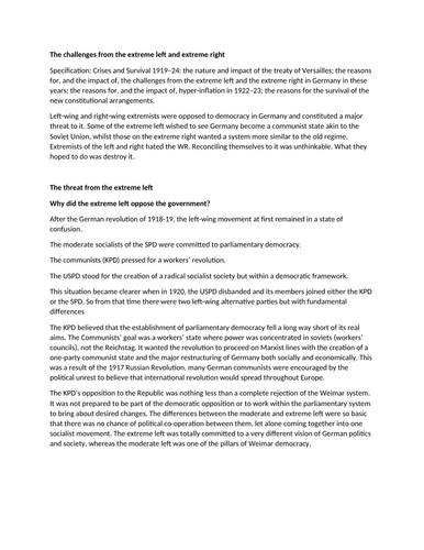 The Left and Right - Germany 1918-45 - IAS History | Teaching Resources