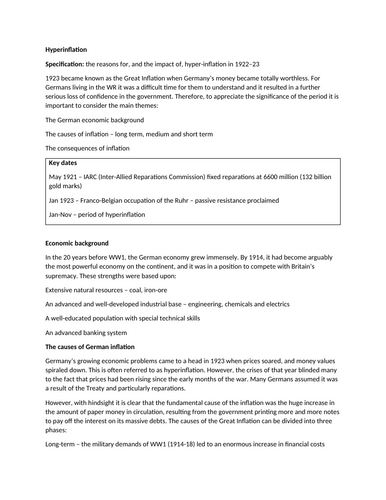 Hyperinflation - Germany 1918-45 - IAS History | Teaching Resources