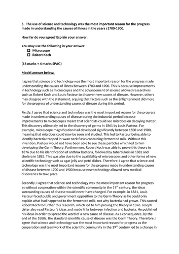 Edexcel GCSE History 16 Mark Model Answer Grade 6+ | Teaching Resources