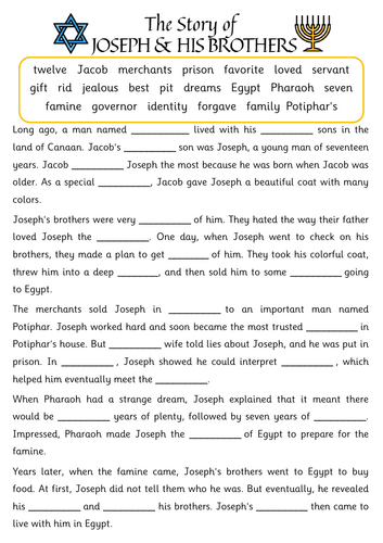 Joseph & His Brothers Jewish Story | Teaching Resources