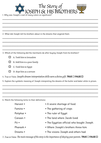 Joseph & His Brothers Jewish Story | Teaching Resources