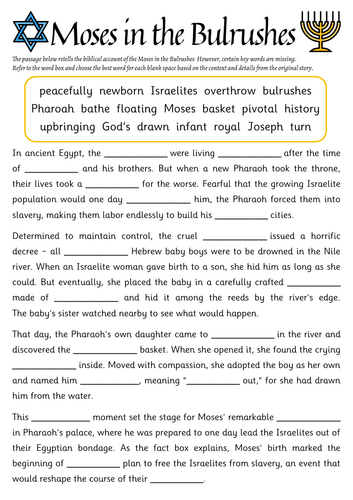 Moses in the Bulrushes Jewish Story | Teaching Resources