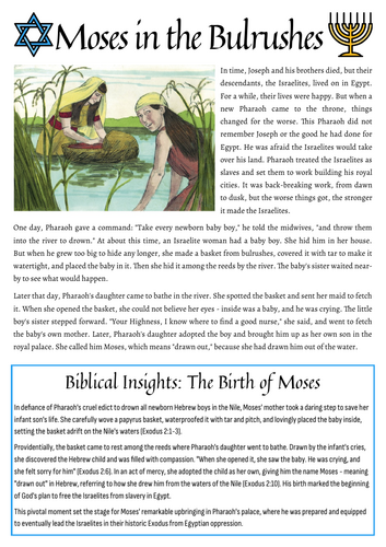 Moses in the Bulrushes Jewish Story | Teaching Resources