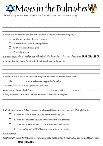Moses in the Bulrushes Jewish Story | Teaching Resources