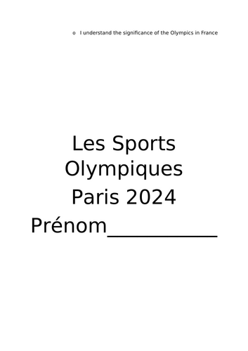 Olympics 2024 Lesson | Teaching Resources