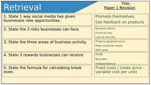 GCSE Business Revision (Paper 1 and Paper 2) | Teaching Resources