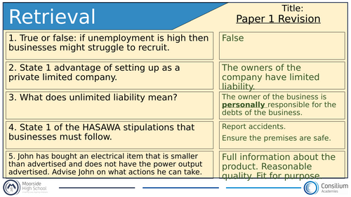 GCSE Business Revision (Paper 1 and Paper 2) | Teaching Resources