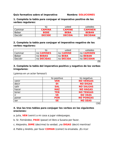 Quiz sobre el imperativo en español - Spanish imperative quiz ...