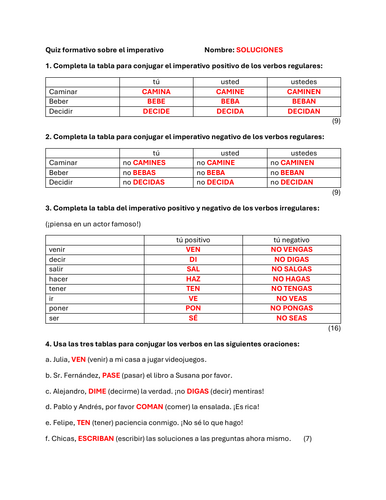 Quiz sobre el imperativo en español - Spanish imperative quiz ...