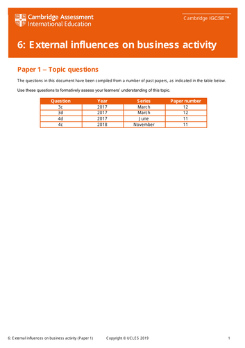 Section 6-External Influences on Business Activity-IGCSE Business-0450 ...