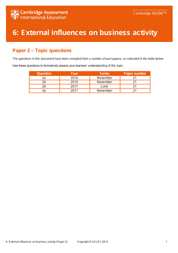 Section 6-External Influences on Business Activity-IGCSE Business-0450 ...