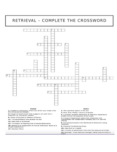 Approaches Crossword | Teaching Resources