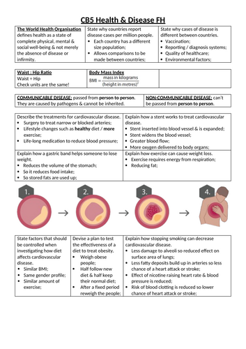 Edexcel GCSE Biology CB5 Health & Disease FH | Teaching Resources