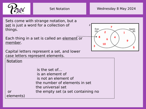 COMPREHENSIVE REVISION GCSE ON SET THEORY | Teaching Resources COMPREHENSIVE REVISION GCSE ON SET THEORY | Teaching Resources