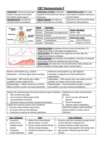 Edexcel GCSE Biology CB7 Homeostasis F | Teaching Resources