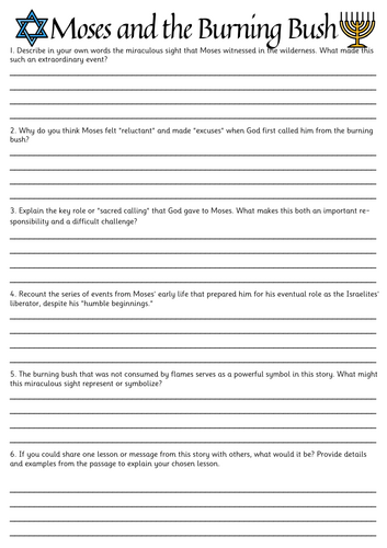 Moses & The Burning Bush -Jewish Reading | Teaching Resources