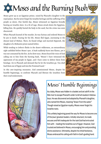 Moses & The Burning Bush -Jewish Reading | Teaching Resources