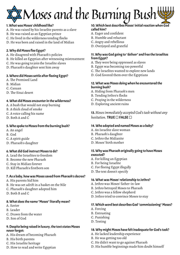 Moses & The Burning Bush -Jewish Reading | Teaching Resources