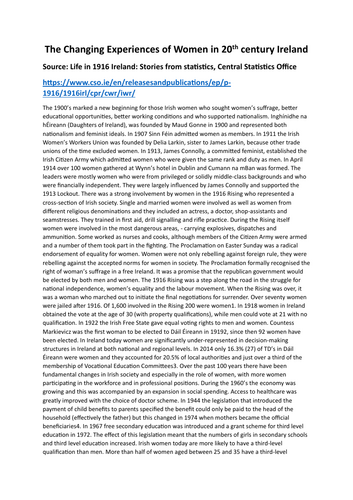 Junior Cycle History: The changing experiences of women in 20th century ...