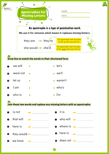 Apostrophes for age 6-7 | Teaching Resources