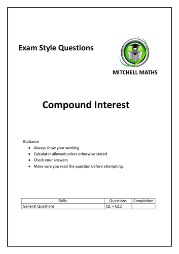 Compound Interest (Differentiated Worksheets) | Teaching Resources