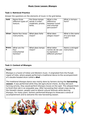 Modern Bhangra: KS3 Music Cover Work | Teaching Resources