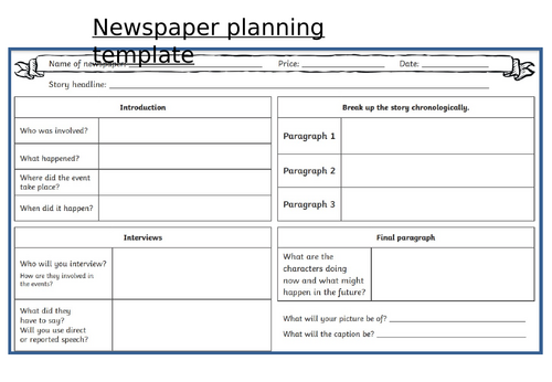 Letters From the Lighthouse - Newspaper Year 5 | Teaching Resources
