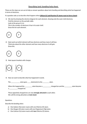 Ionic bonding | Teaching Resources