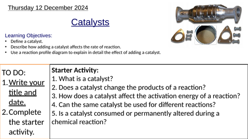 GCSE Chemistry Effect of Catalysts on Rate of Reaction: Complete Lesson ...