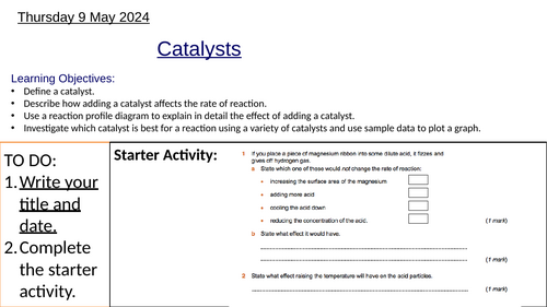 GCSE Chemistry Effect of Catalysts on Rate of Reaction: Complete Lesson ...
