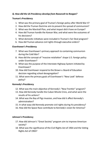 Leaving Cert History: The presidency from Roosevelt to Reagan ...