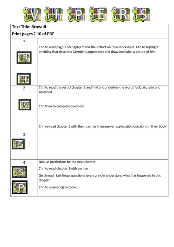 Beowulf VIPERS guided reading | Teaching Resources