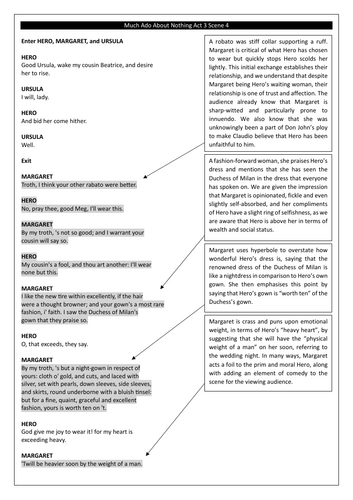 Much Ado About Nothing Act 3 Scene 4 Fully Annotated | Teaching Resources