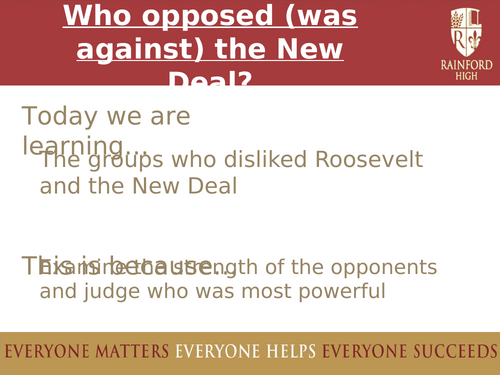 AQA 8145 - America 1920-73 - Opposition to the New Deal | Teaching ...