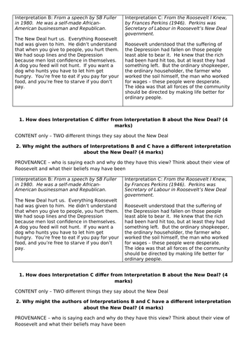 AQA 8145 America 1930-73 Part 2: Depression and the New Deal bundle ...