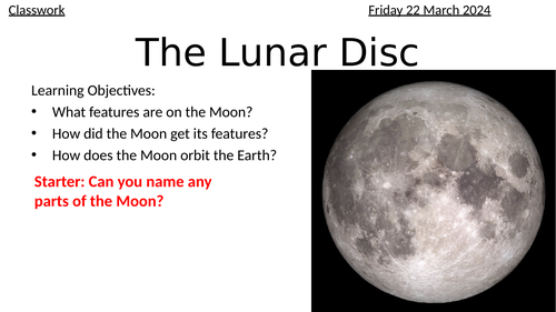 Astronomy GCSE Chapter 2 - The Lunar Disc | Teaching Resources