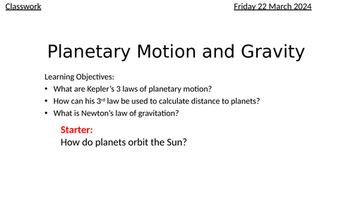 Astronomy GCSE Chapter 8 - Planetary Motion and Gravity | Teaching ...