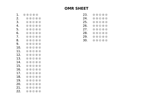 OMR SHEET | Teaching Resources
