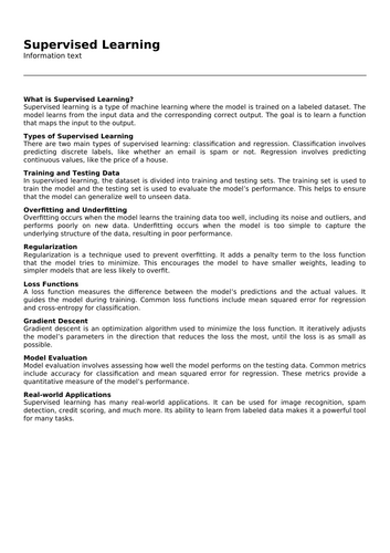 Supervised Learning | Teaching Resources