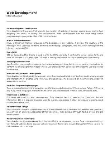 Web Development | Teaching Resources