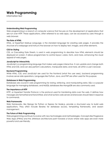 Web Programming | Teaching Resources