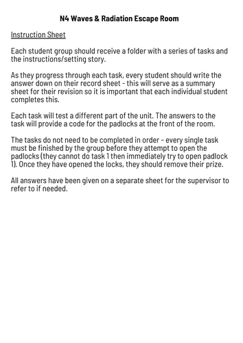 N4 Physics - Waves & Radiation Escape Room | Teaching Resources