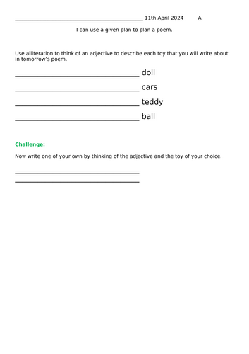 KS1 Toys Poetry Unit - Alliteration | Teaching Resources