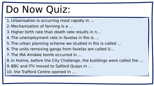 The Last Stretch - Urban Issues & Challenges AQA GCSE Geography ...