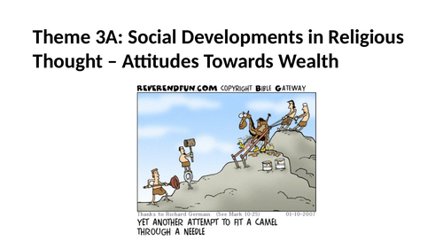RS A Level Christianity EDUQAS Theme 3A: Attitudes to Wealth PPT ...