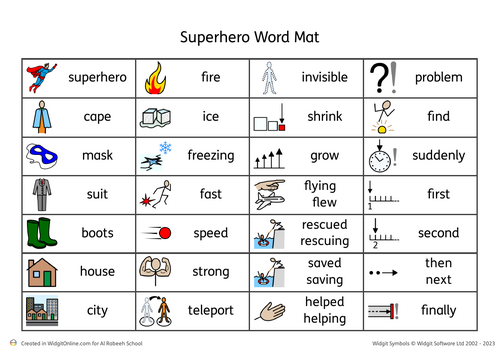 Superhero Writing Word Mat | Teaching Resources