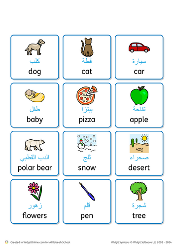 Noun and Adjective Matching Cards: English and Arabic | Teaching Resources