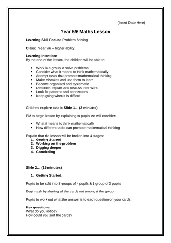 Outstanding Maths Lesson for Interview/Lesson Observation Problem ...