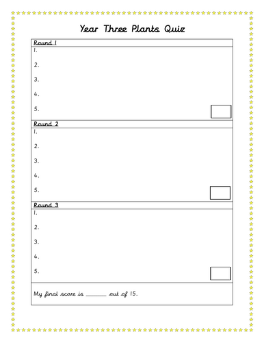 Year 3 End-of-Unit Plants Quiz (Science) | Teaching Resources