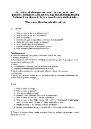 FULLY RESOURCED Blood Brothers GCSE | Teaching Resources